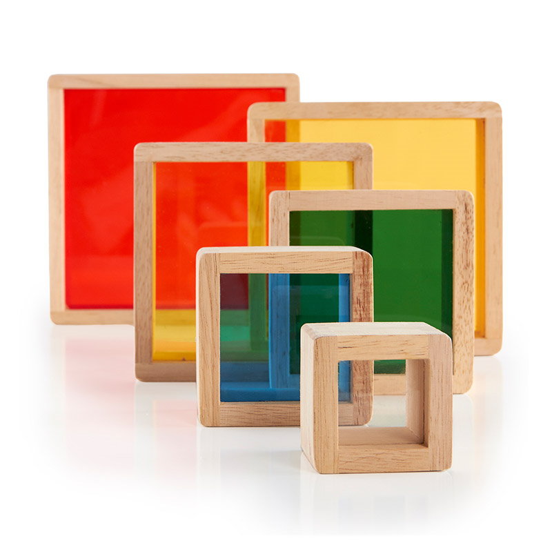 Rainbow Pyramid blocuri de stivuit, Guidecraft | Creatoys.ro