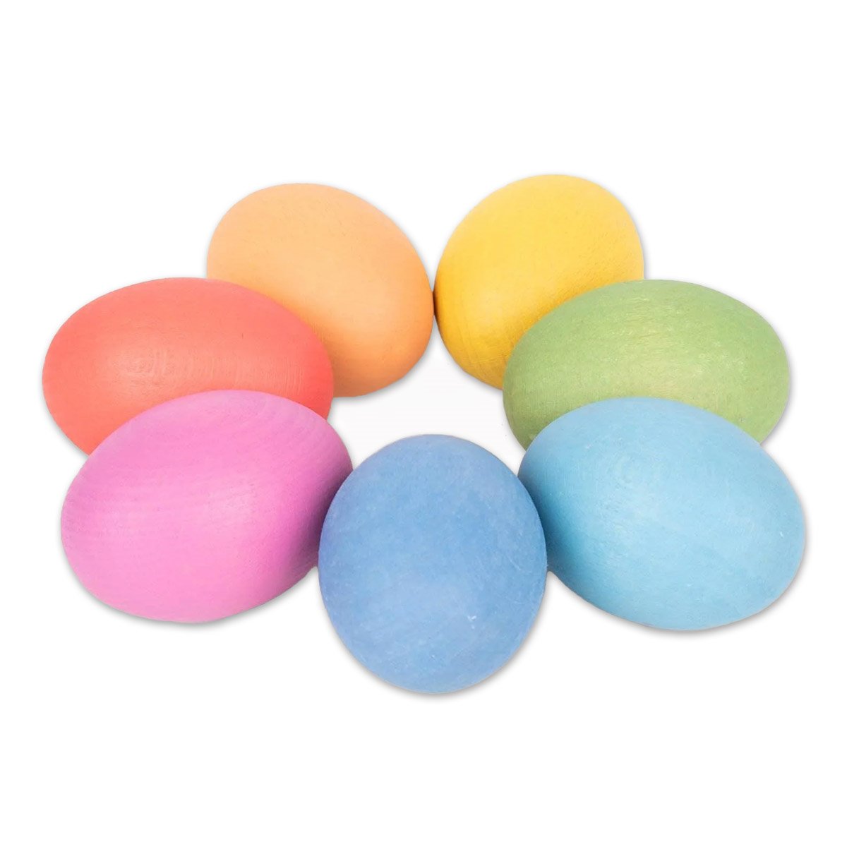 Oua colorate din lemn, set 7 buc., TickiT - Creatoys.ro