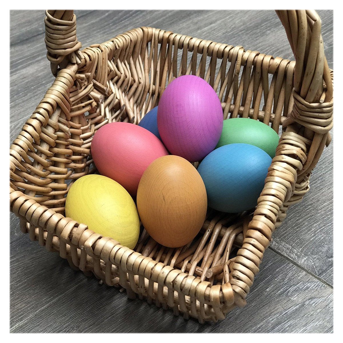 Oua colorate din lemn, set 7 buc., TickiT - Creatoys.ro